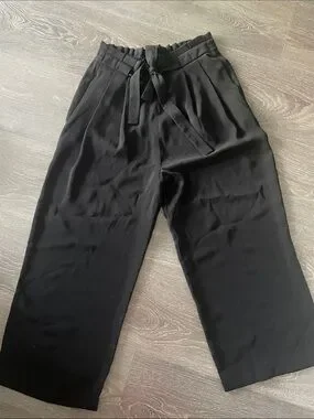 Zara | Pants & Jumpsuits | Zara Black Paperbag Waist Cropped Pants ...